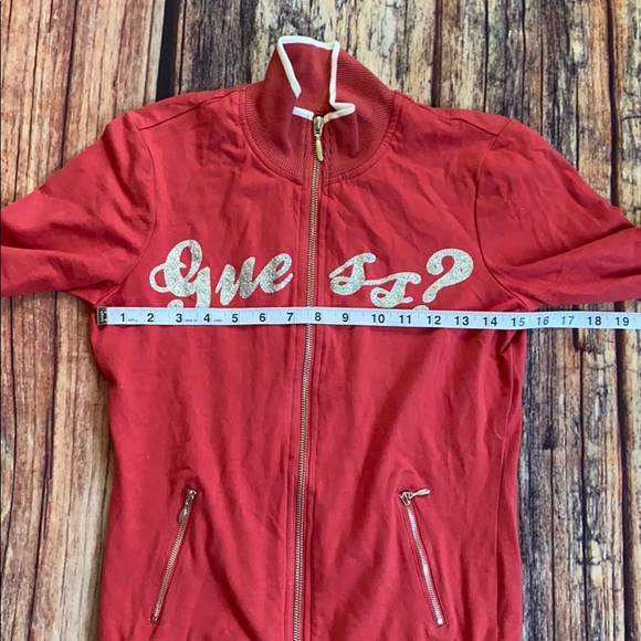 Guess | Jackets & Coats | Guess Red Zip Up With Glitter Logo | Poshmark